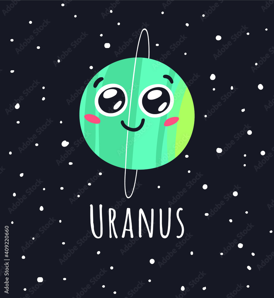 Hand Drawn Childish Illustration Gas Giant in Cosmos. Vector Drawing ...