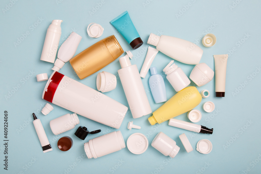 separate collection of sorted HDPE bottles from cosmetics for recycling ...