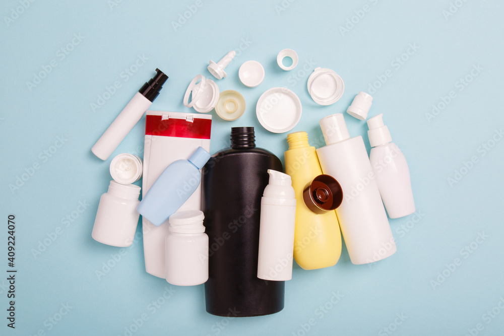 separate collection of sorted HDPE bottles from cosmetics for recycling ...
