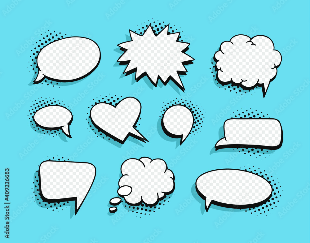 Pop art speech bubble without text and Transparent Background. Cartoon ...