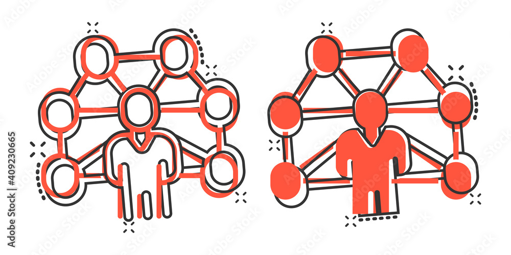 Corporate organization chart people vector icon in comic style. People ...