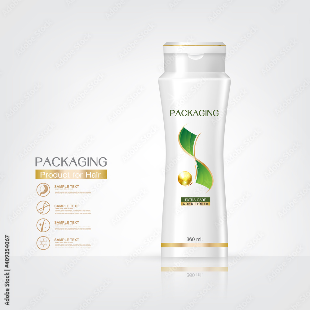 Packaging products Hair Care design, shampoo bottle templates on White ...
