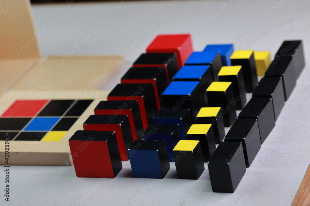 Montessori binomial and trinomial cubes Stock Photo | Adobe Stock