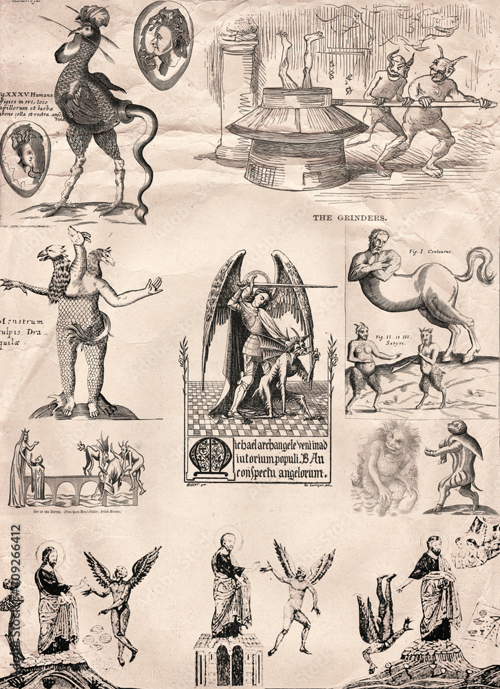 Vertical Background based on ancient representations of demons ...