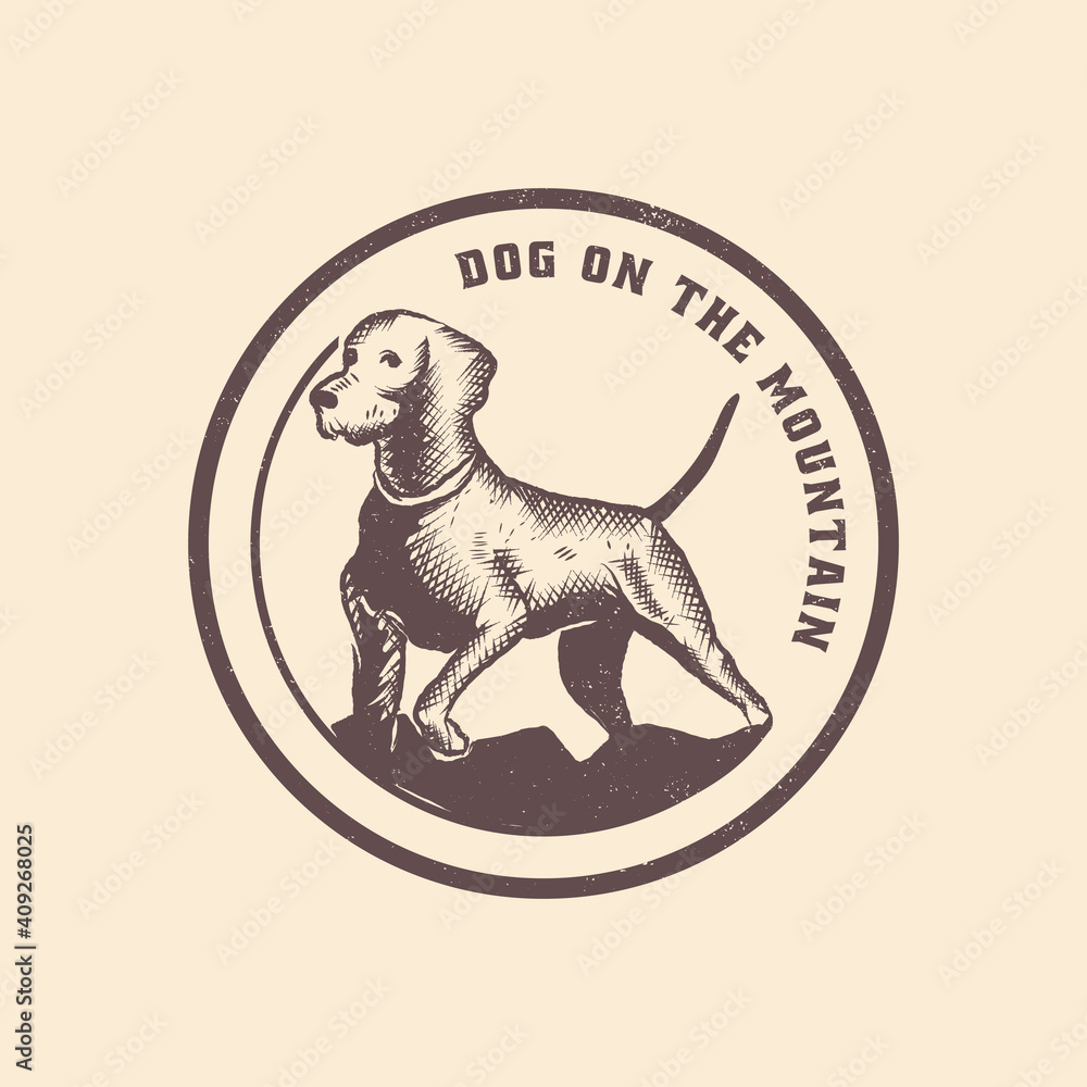 MOUNTAIN DOG LOGO WITH VINTAGE STYLE Stock Vector | Adobe Stock