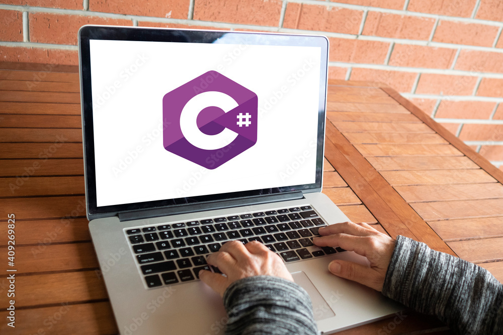 C sharp logo editorial illustrative, on screen Stock Photo | Adobe Stock