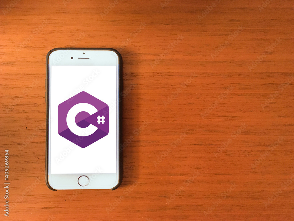 C sharp logo editorial illustrative, on screen Stock Photo | Adobe Stock