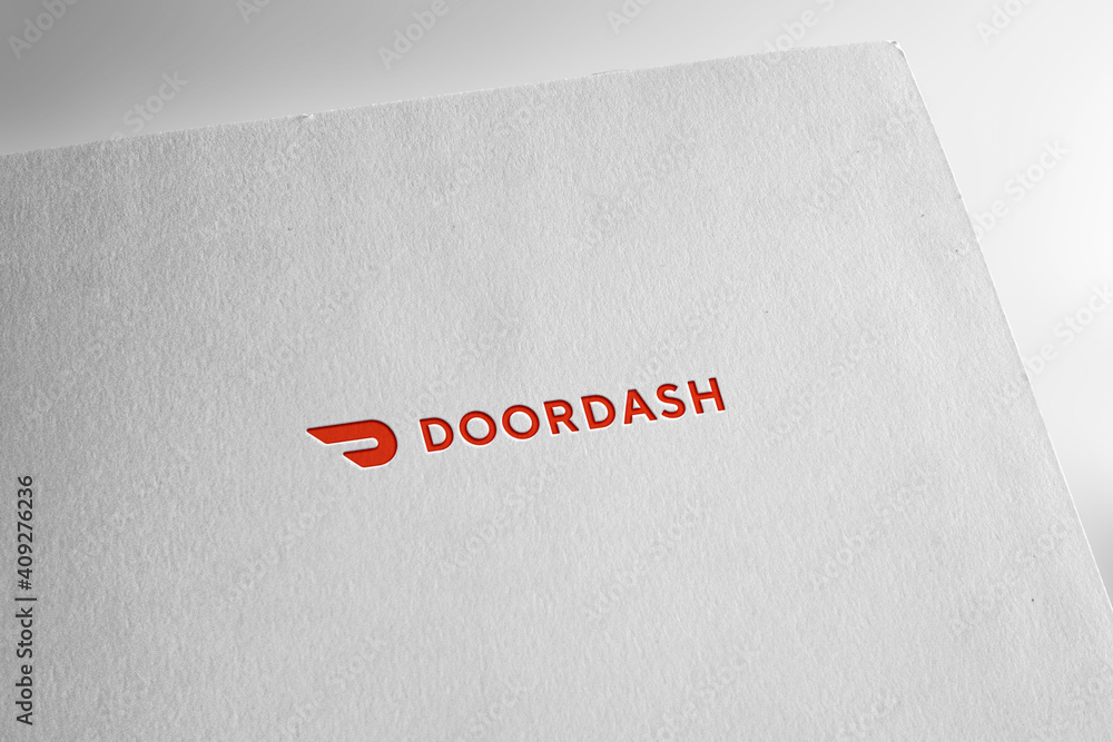 Doordash logo editorial illustrative, on screen Stock Photo | Adobe Stock