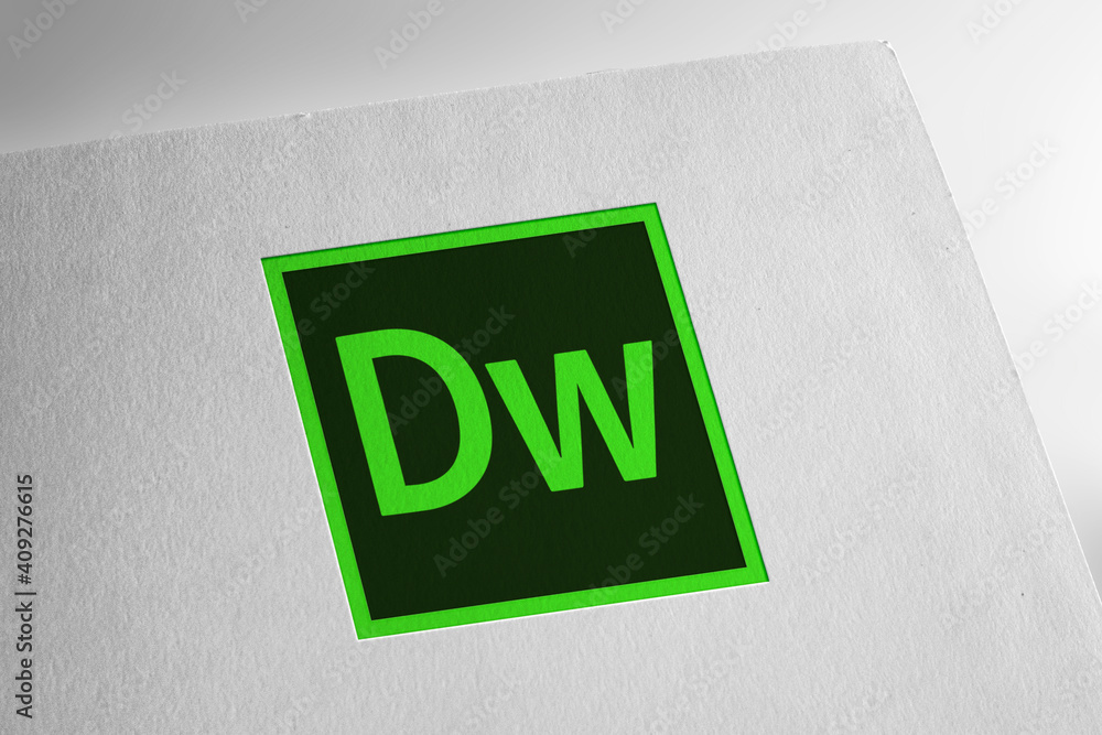 Adobe Dreamweaver logo editorial illustrative, on screen Stock Photo ...