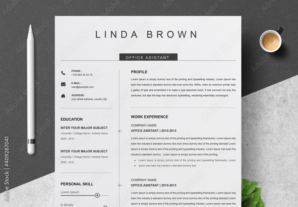 Resume Layout Stock Template | Adobe Stock