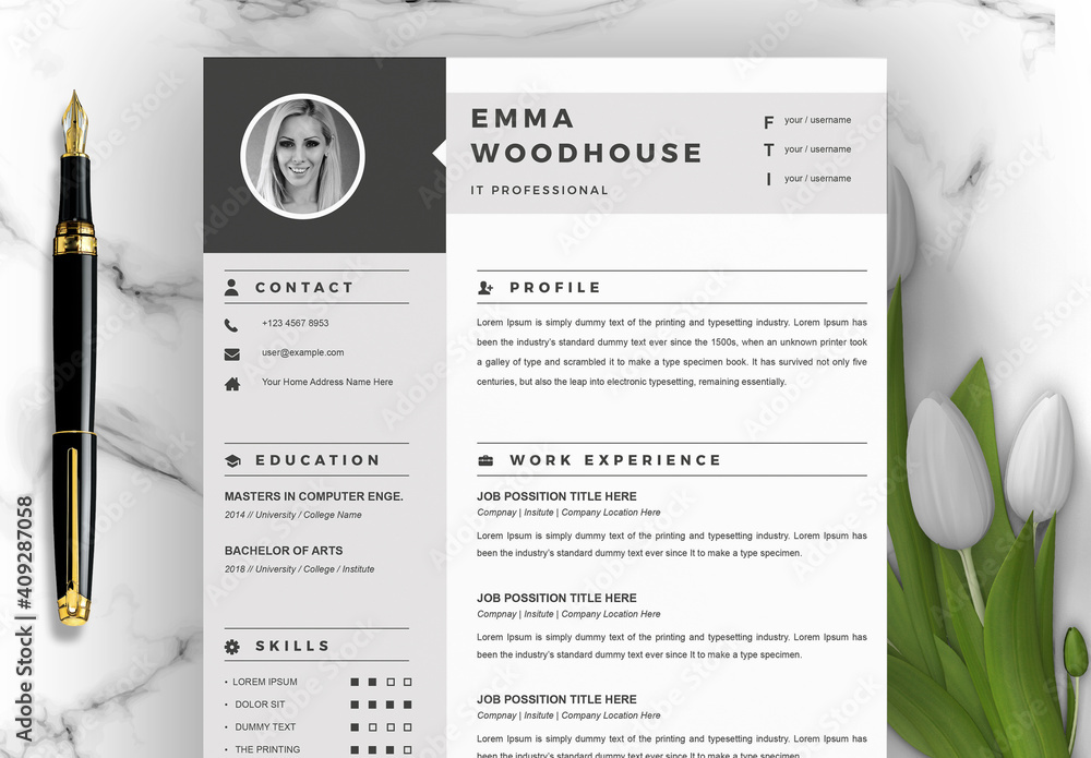 Resume Layout Stock Template | Adobe Stock