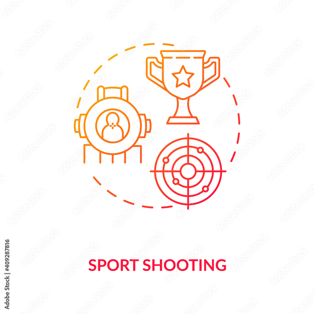 Sport shooting red gradient concept icon. Marksmanship competition ...