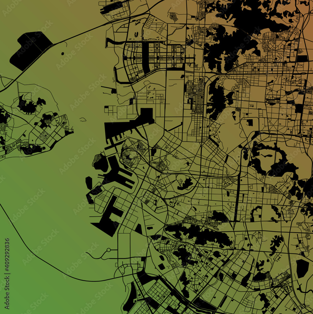 Incheon, Inch'on-gwangyoksi, South Korea(KOR) - Urban vector megacity ...