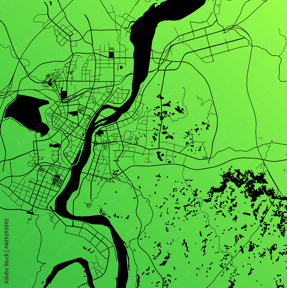 Nanchong, Sichuan, China (CHN) - Urban vector megacity map with parks ...