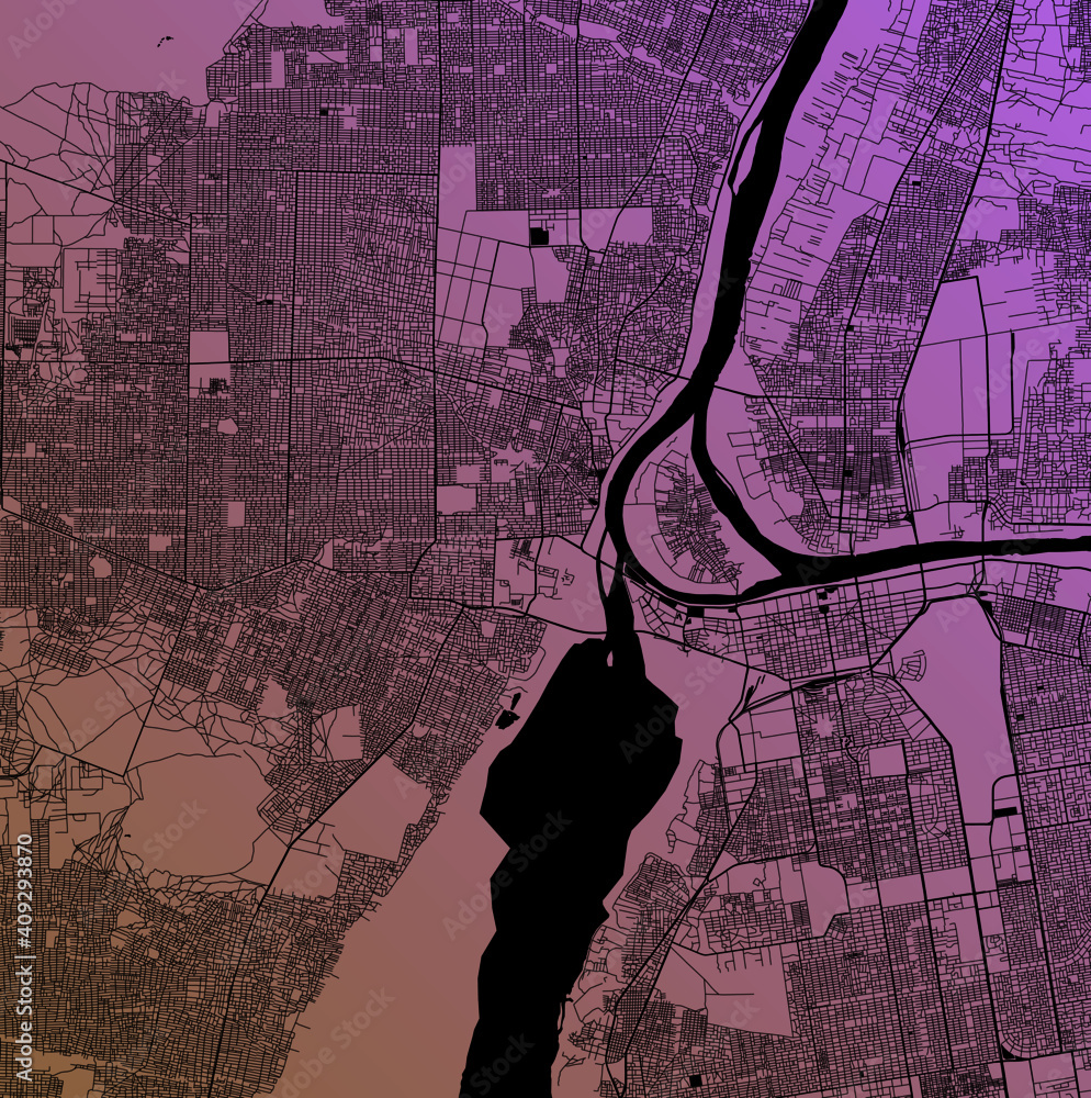 Omdurman, Khartoum, Sudan (SDN) - Urban vector megacity map with parks ...
