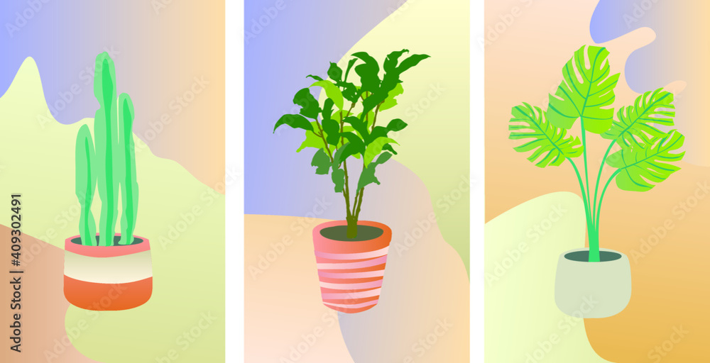minimalist style plant poster design, for interior decor, social media ...