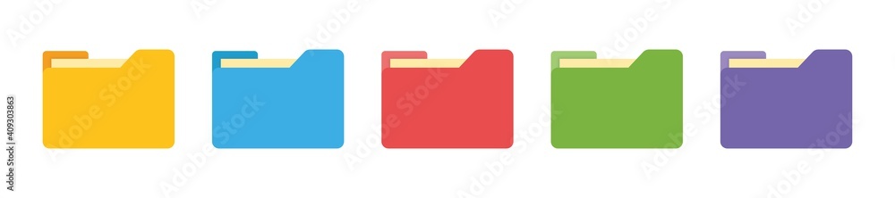 Colorful file folder icon set isolated on white background. Folder with ...