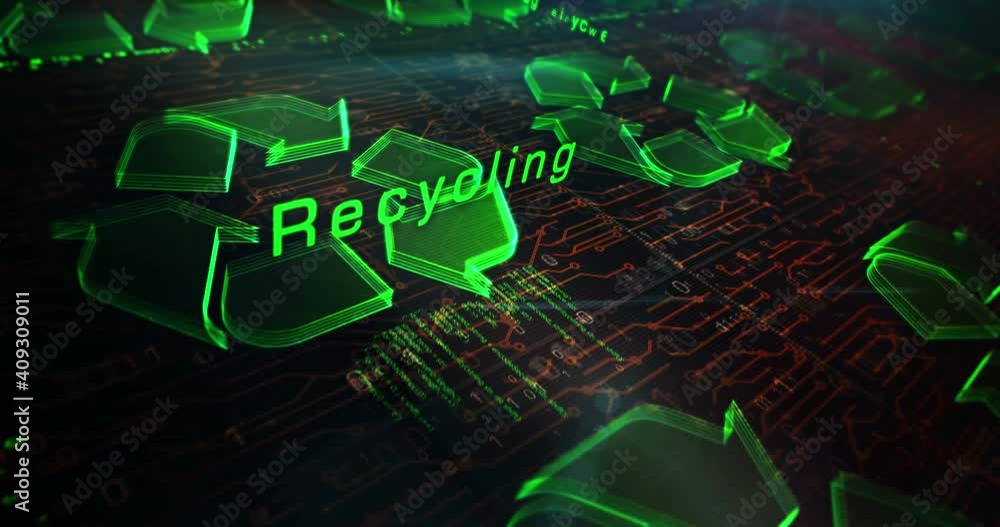 Recycling symbol, environment, ecology, reduce e-waste, green ...