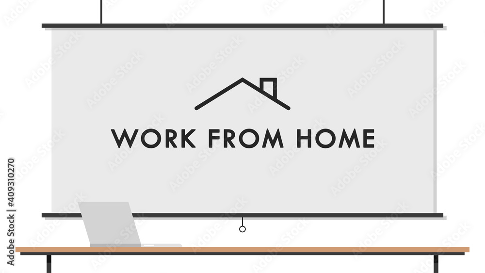 Work from home poster. Projector screen vector. free space for text ...