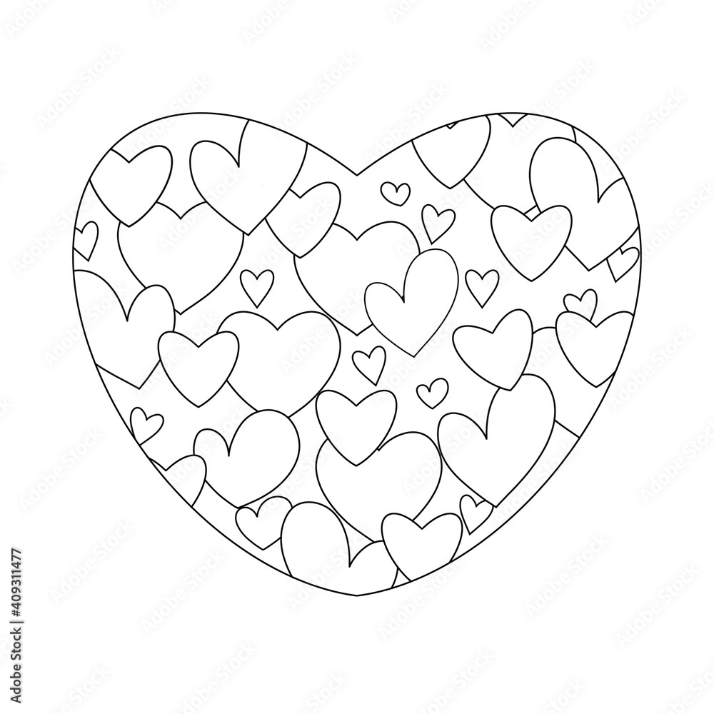 Coloring page hearts. Stock Illustration | Adobe Stock