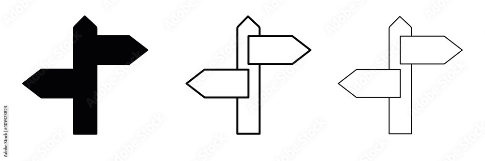 Different thickness signage icon set. Modern road signs silhouettes ...