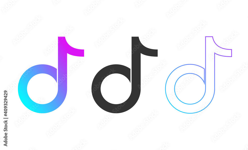 Tik Tok logo set in six different versions in a flat design Stock ...