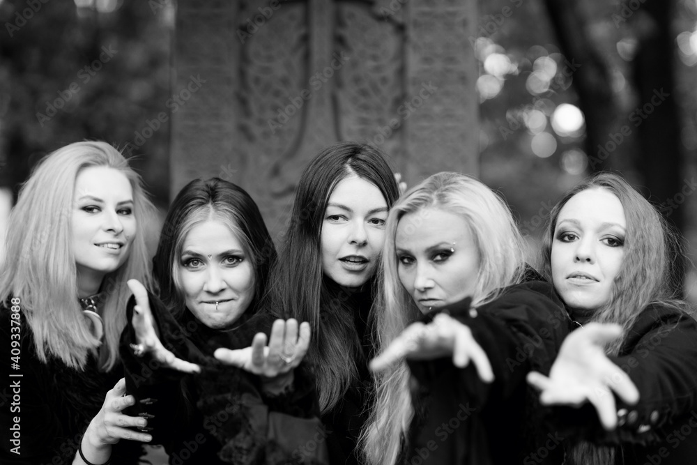 Coven of witches, a group of different friends as witches meet ...