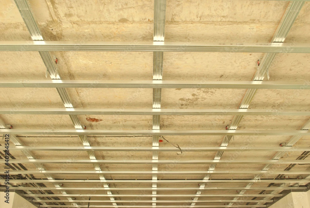 Ceiling, suspensions, profile, lathing, metal structure, decorative ...
