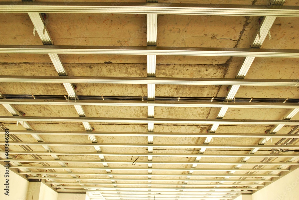 Ceiling, suspensions, profile, lathing, metal structure, decorative ...
