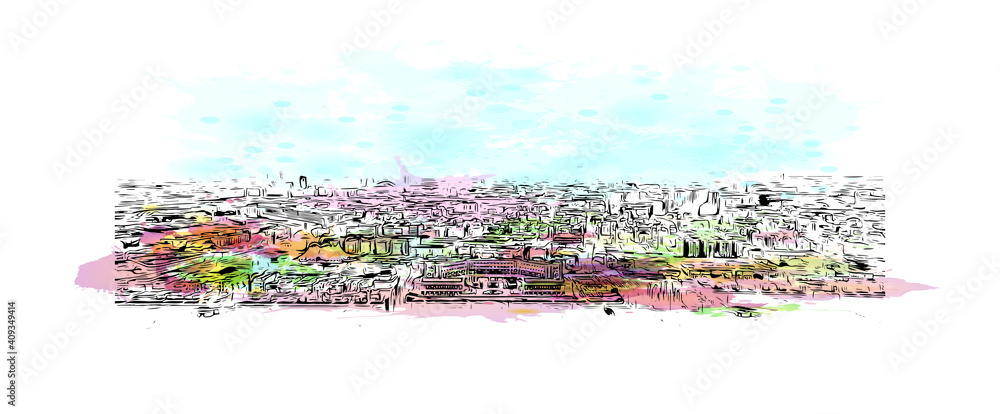 Building view with landmark of Valencia is the city in Spain ...