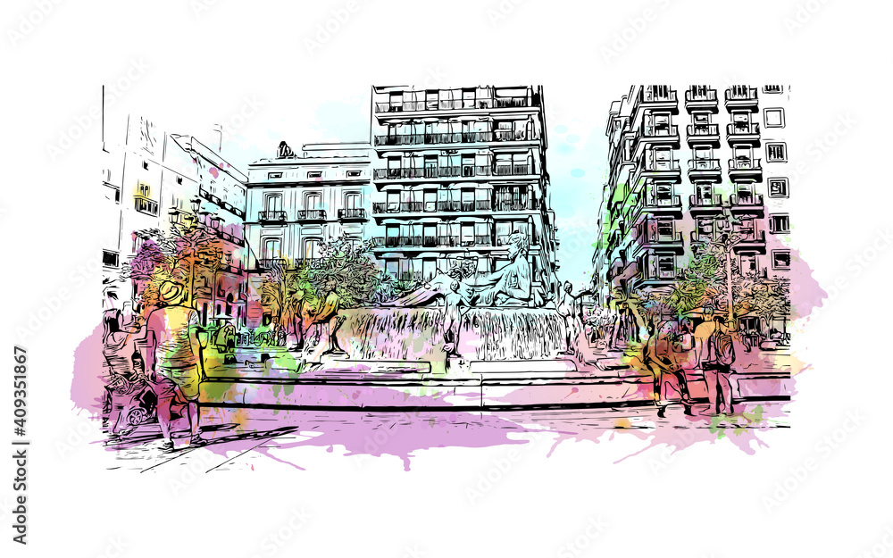Building view with landmark of Valencia is the city in Spain ...