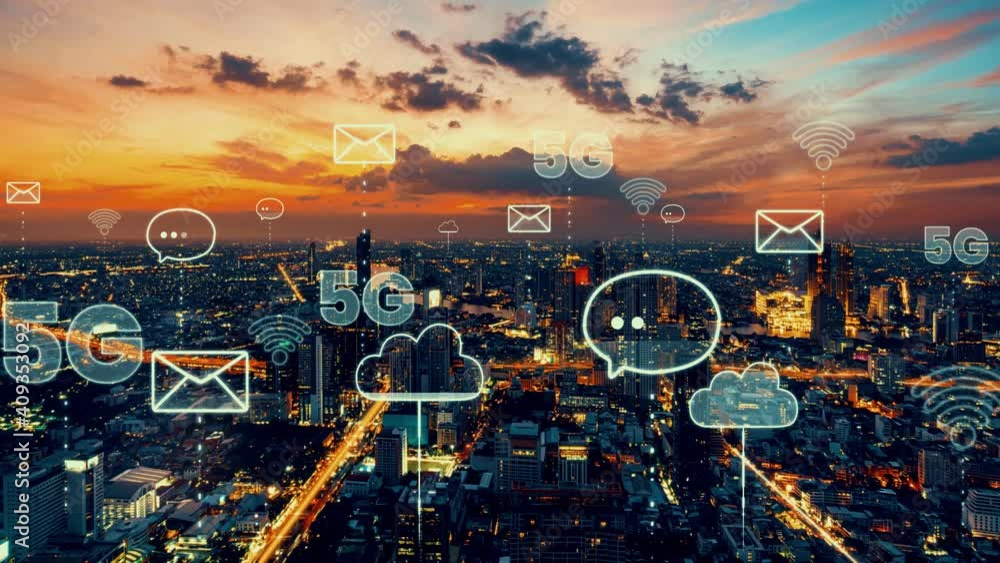 Smart digital city with globalization abstract graphic showing ...