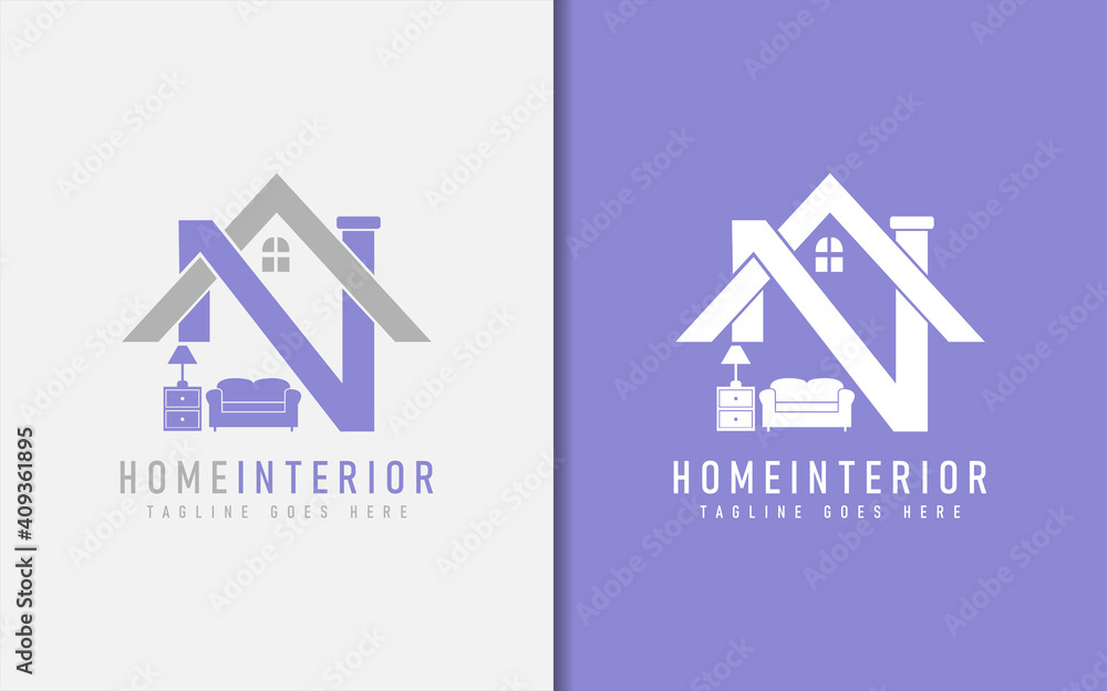 Abstract Home Interior Logo Design. Stock Vector | Adobe Stock
