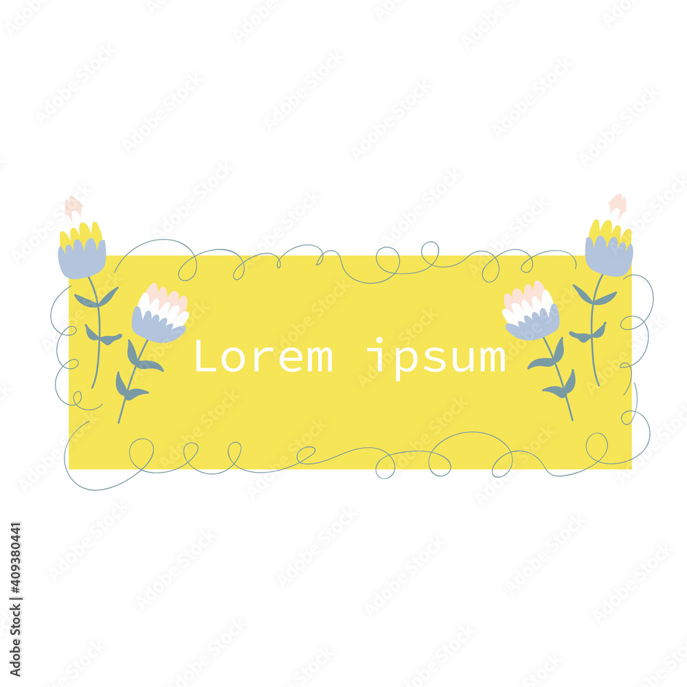 Hand-drawn cartoon yellow template with space for text or brand name ...
