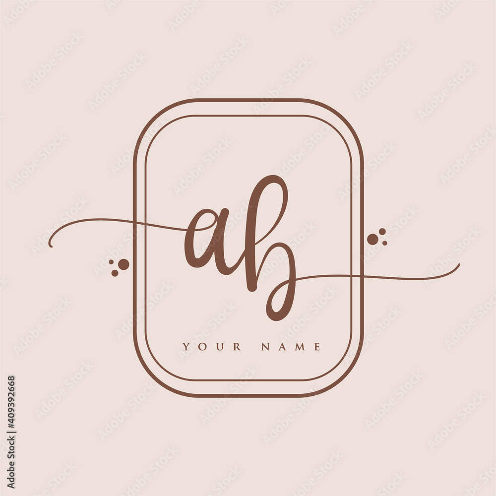 AB Initial handwriting logo. Hand lettering Initials logo branding ...