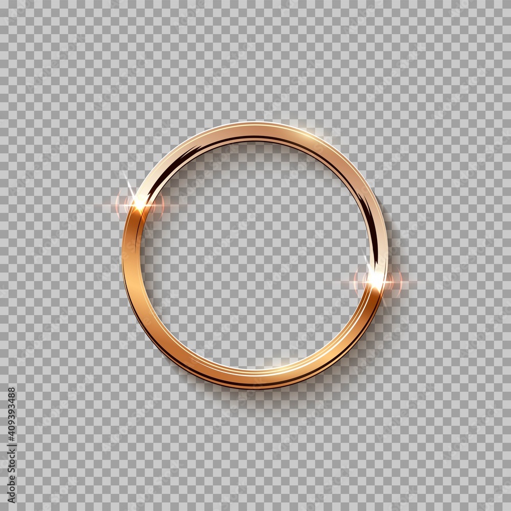 Golden circle frame for picture isolated on transparent background ...
