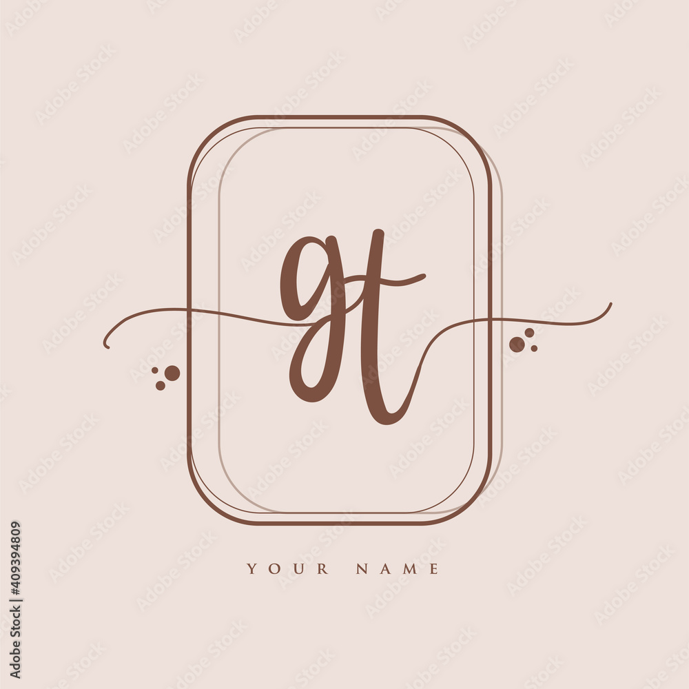 GT Initial handwriting logo. Hand lettering Initials logo branding ...