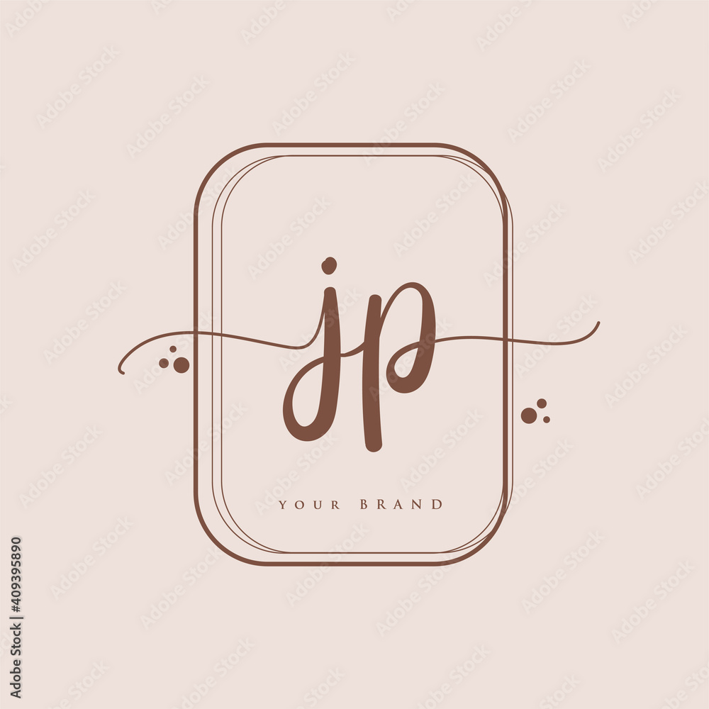 JP Initial handwriting logo. Hand lettering Initials logo branding ...