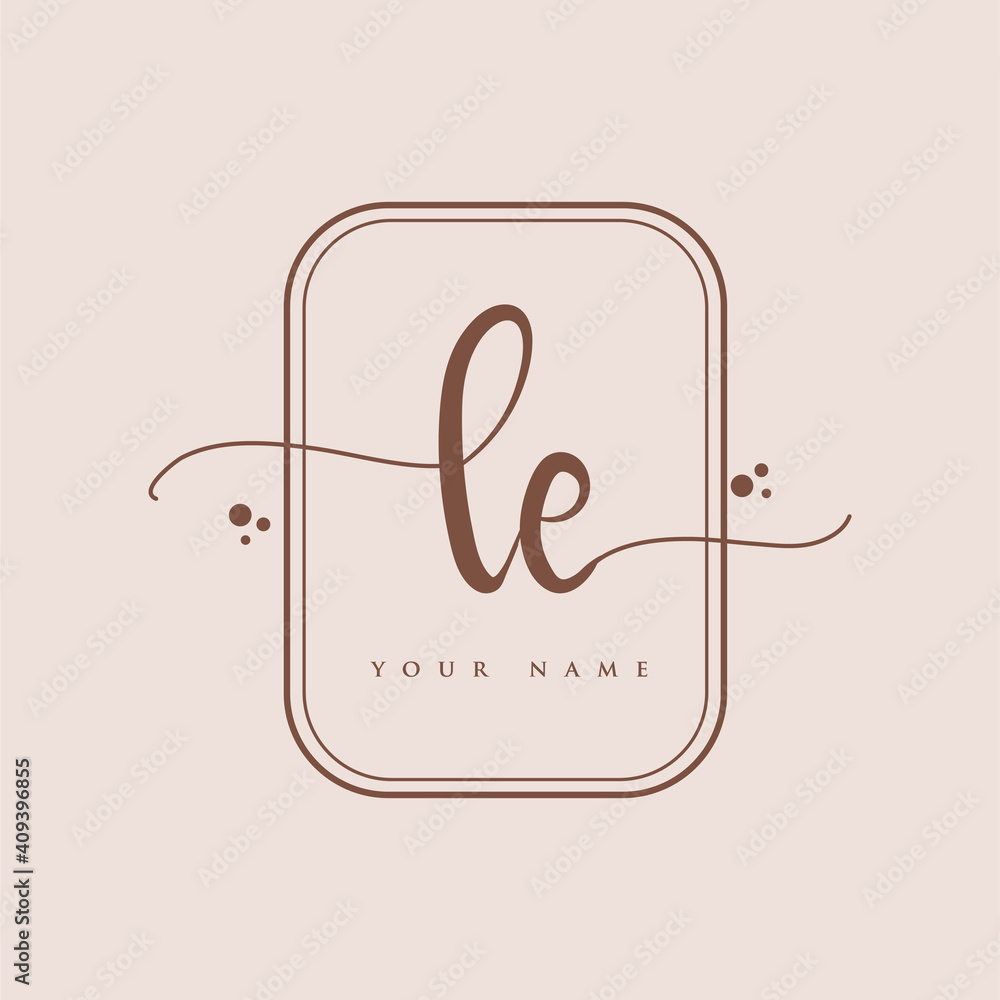 LE Initial handwriting logo. Hand lettering Initials logo branding ...