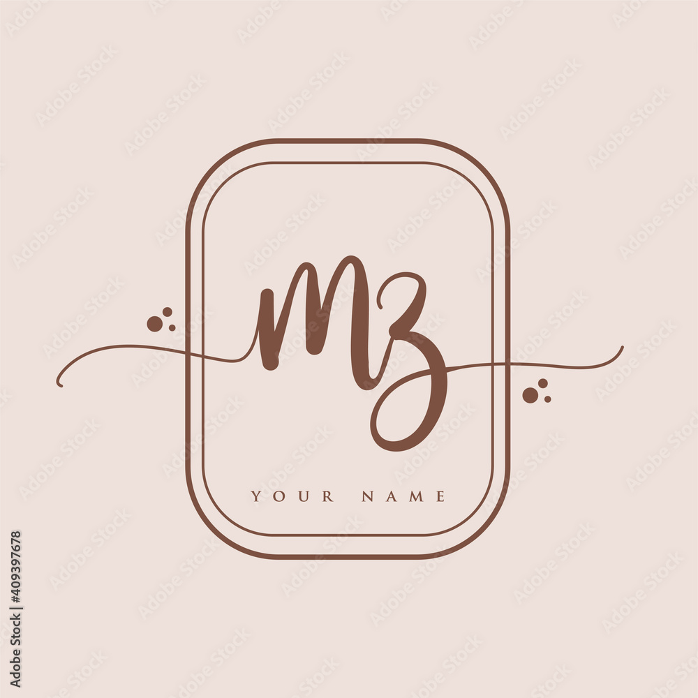 MZ Initial handwriting logo. Hand lettering Initials logo branding ...