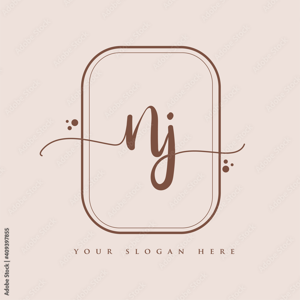 NJ Initial handwriting logo. Hand lettering Initials logo branding ...
