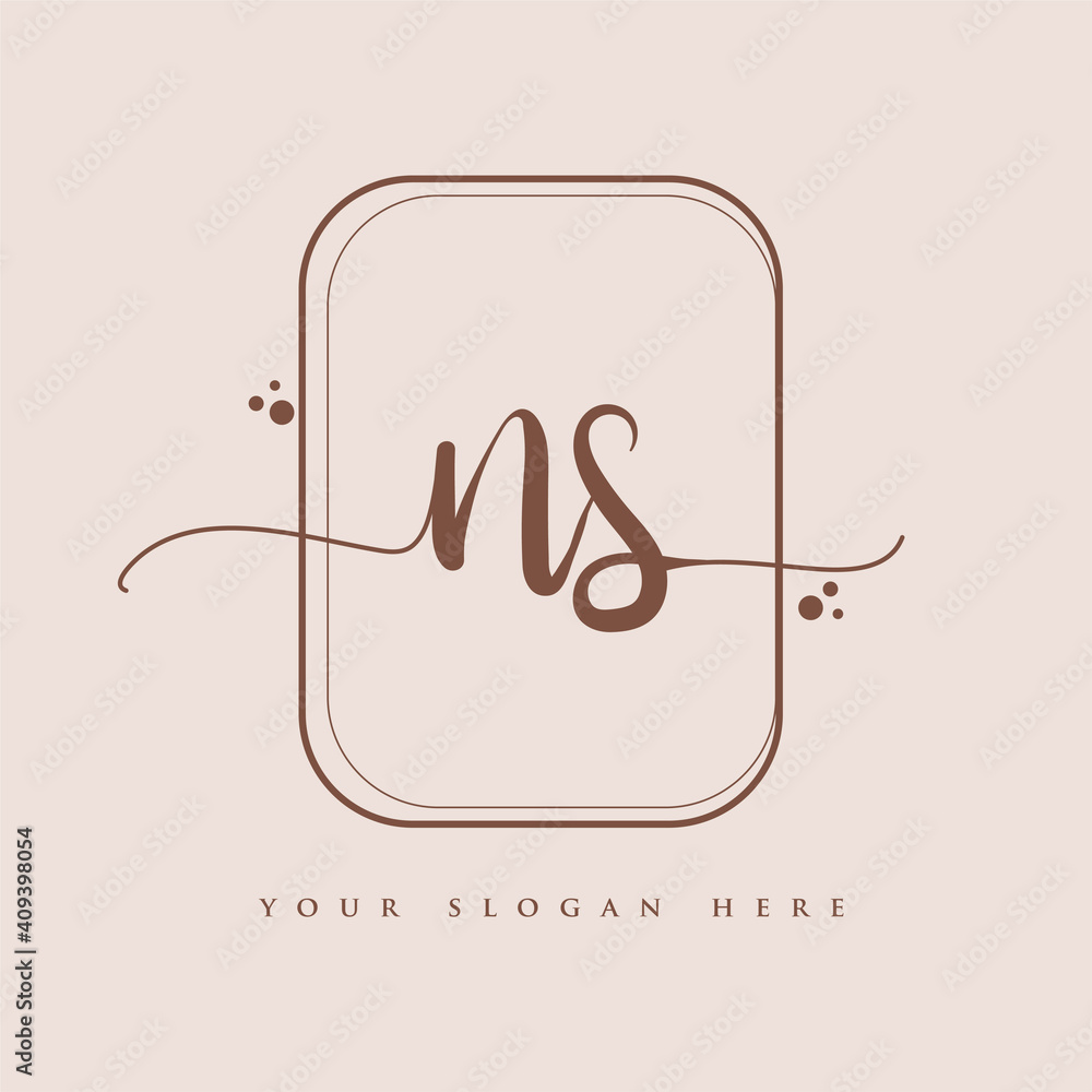 NS Initial handwriting logo. Hand lettering Initials logo branding ...