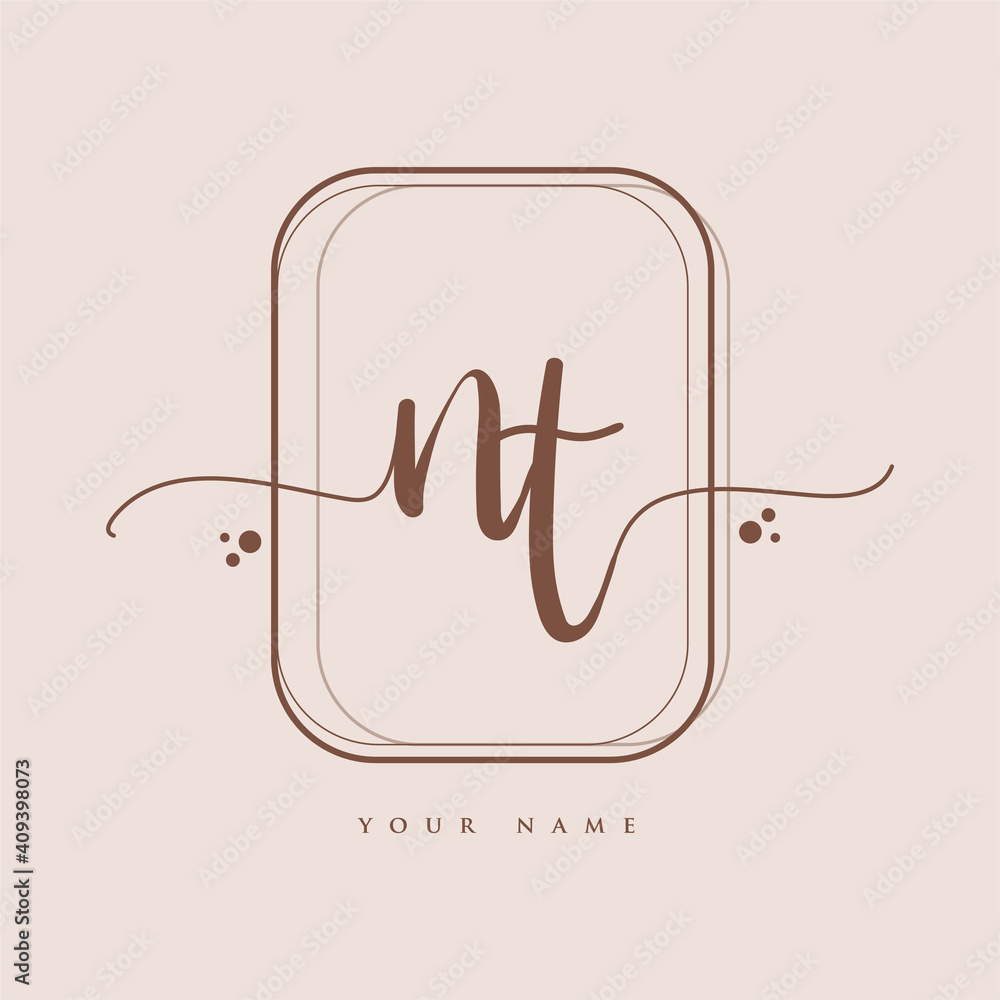 NT Initial handwriting logo. Hand lettering Initials logo branding ...