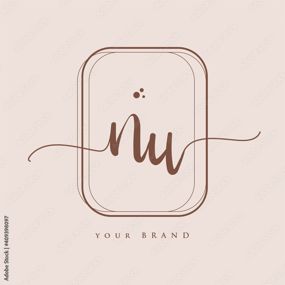 NU Initial handwriting logo. Hand lettering Initials logo branding ...