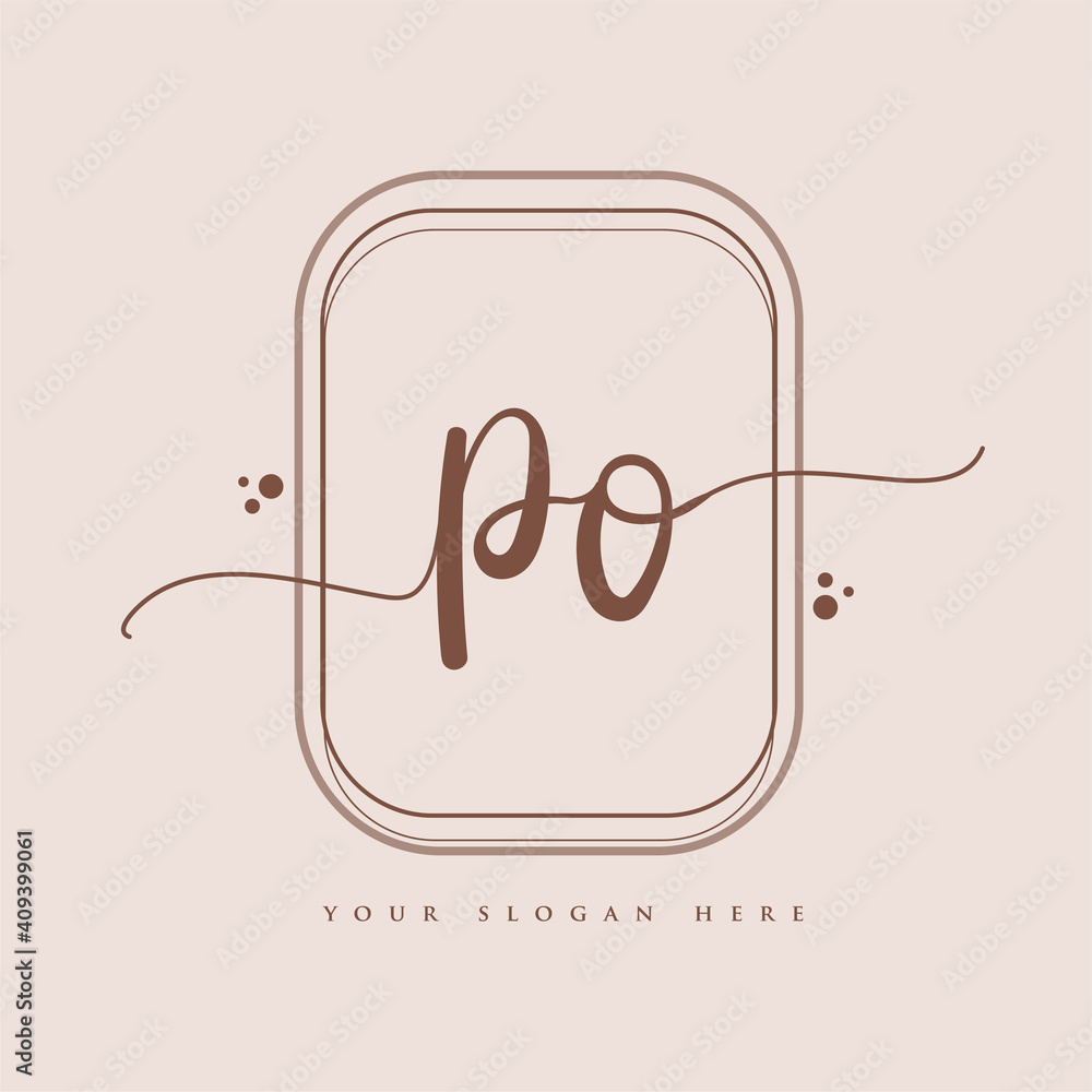 PO Initial handwriting logo. Hand lettering Initials logo branding ...