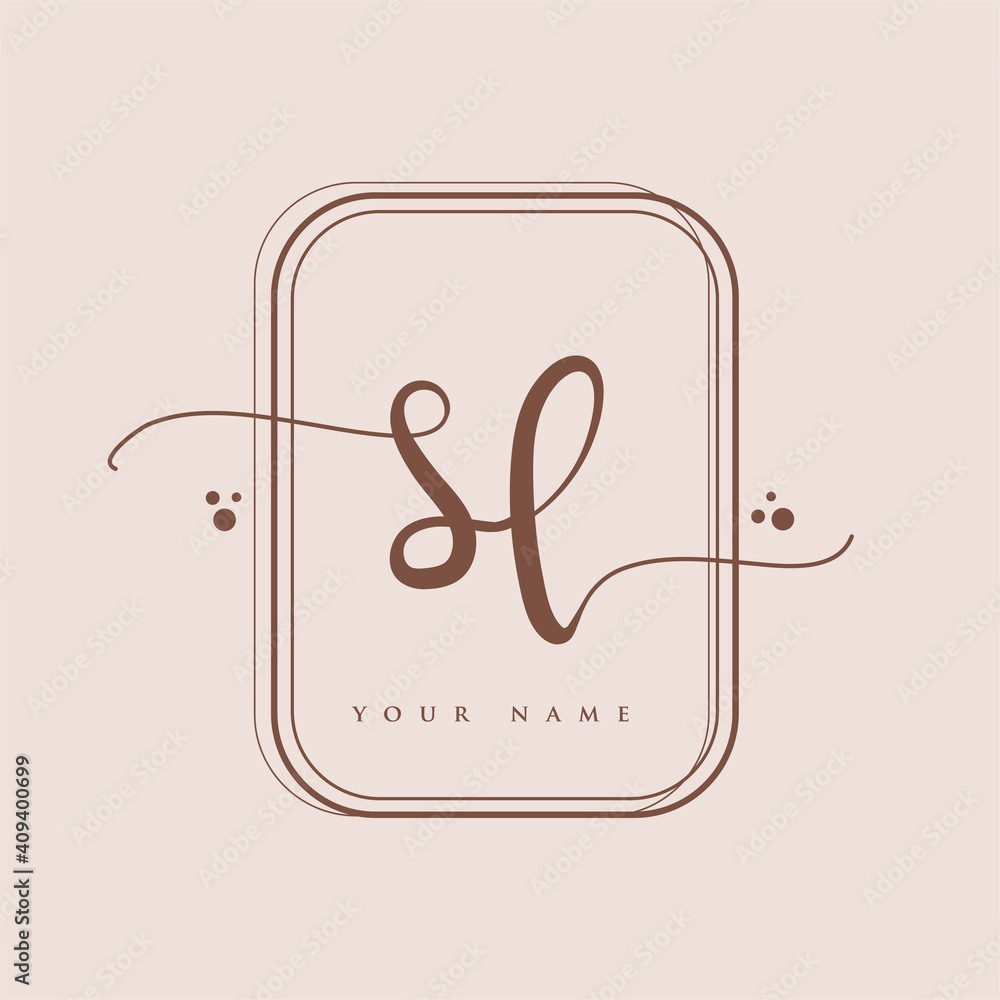 SL Initial handwriting logo. Hand lettering Initials logo branding ...