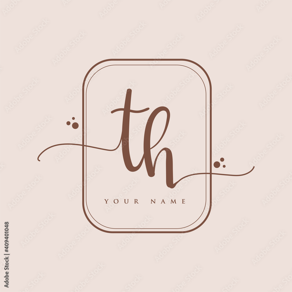 TH Initial handwriting logo. Hand lettering Initials logo branding ...