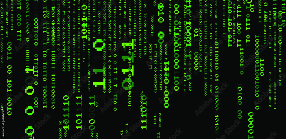 Texture composed by a sequence of zero and one number. Abstract futuristic cyberspace with ...
