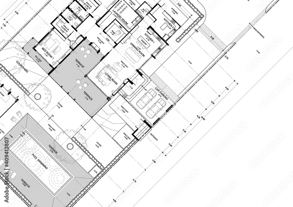 Write a blueprint architecture for building. Stock Illustration | Adobe ...