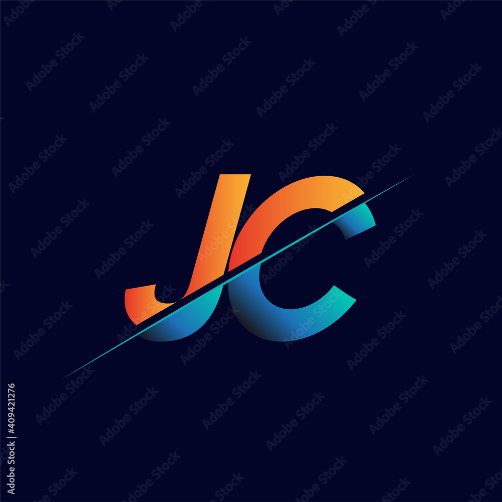 JC initial logo company name colored blue and orange, Simple and Modern ...